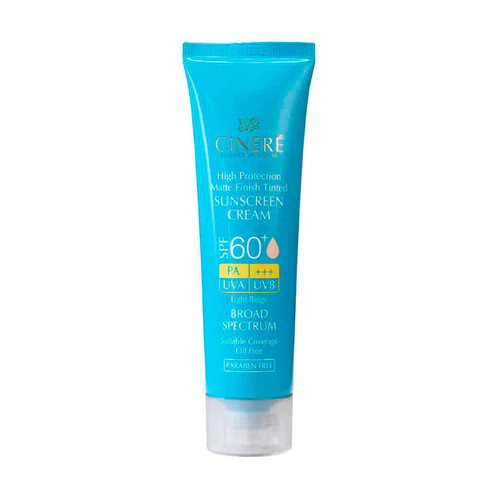 کرم ضد آفتاب رنگی سینره SPF60 فاقد چربی 50 میلی لیتر